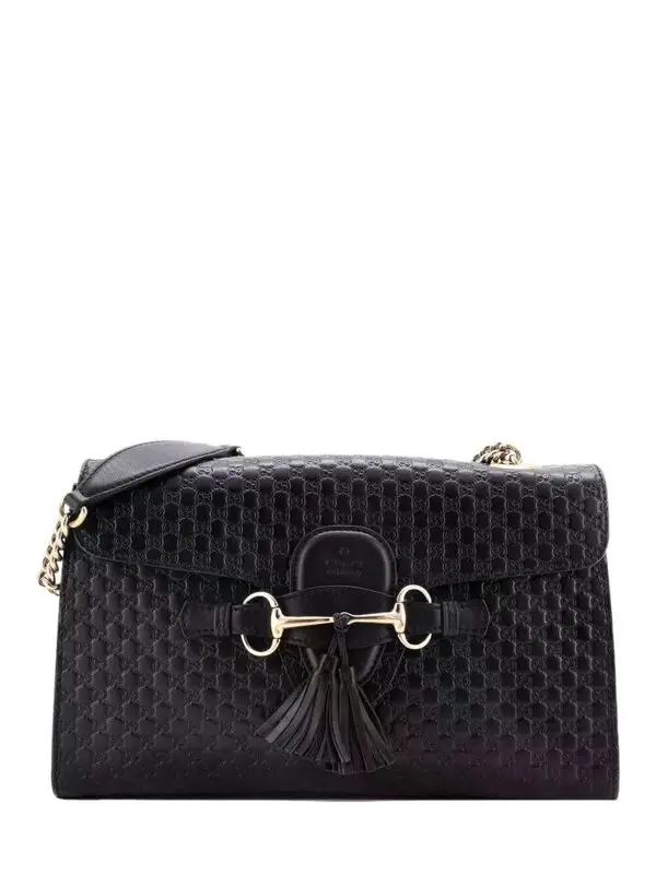 Gucci Emily Chain Flap Bag Microguccissima Leather Medium Shoulder Bag - Black