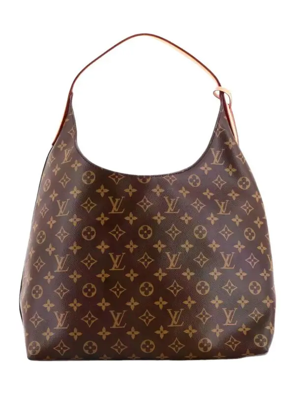 LOUIS VUITTON Flower Monogram Canvas With Leather Hobo Bag - Brown
