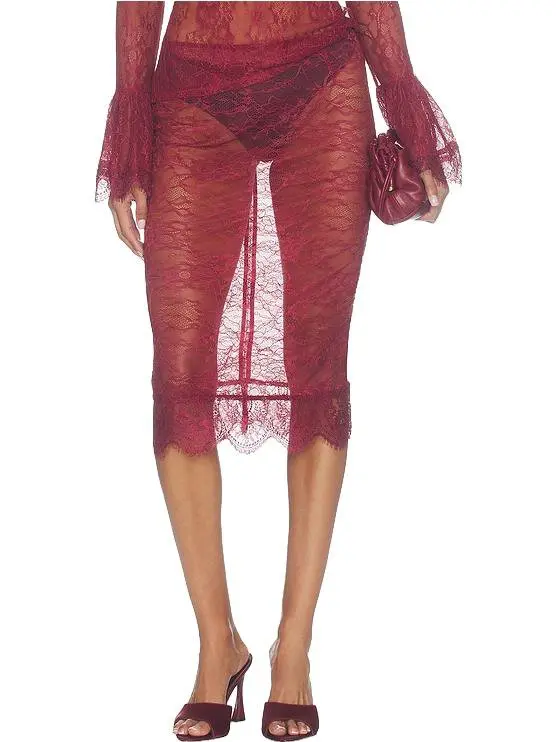 NONCHALANT LABEL Stella Midi Skirt In Red - Red