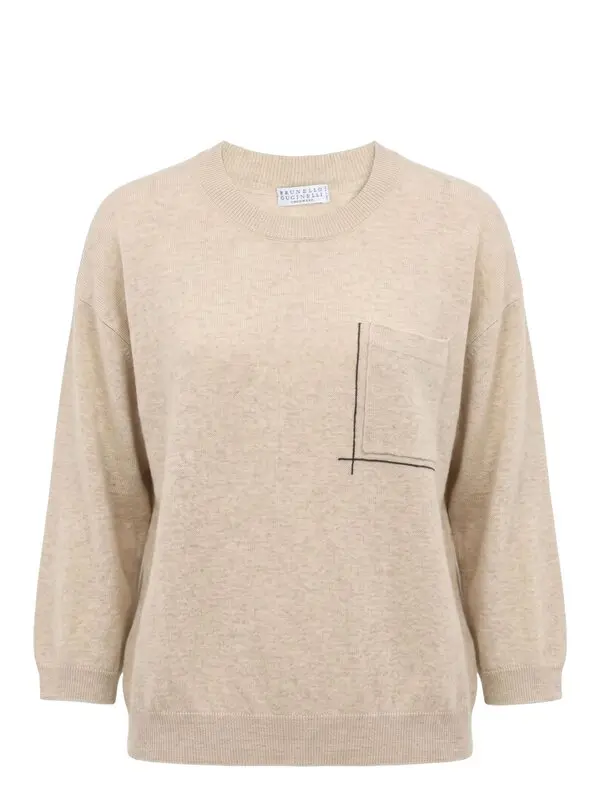 Brunello Cucinelli Solid-colored Medium-thick Knitted Top - Beige