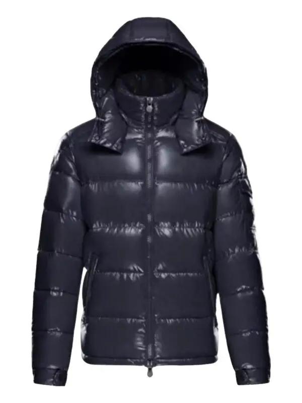 Moncler Logo Hooded Down Jacket - Blue