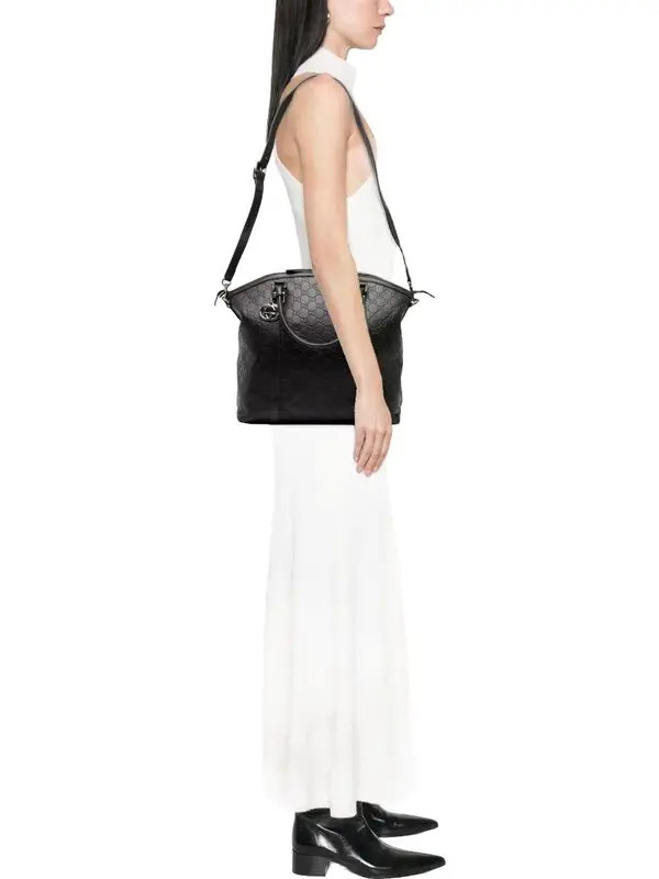Gucci 2000-2015 Large Microguccissima Gg Charm Dome Satchel - Black