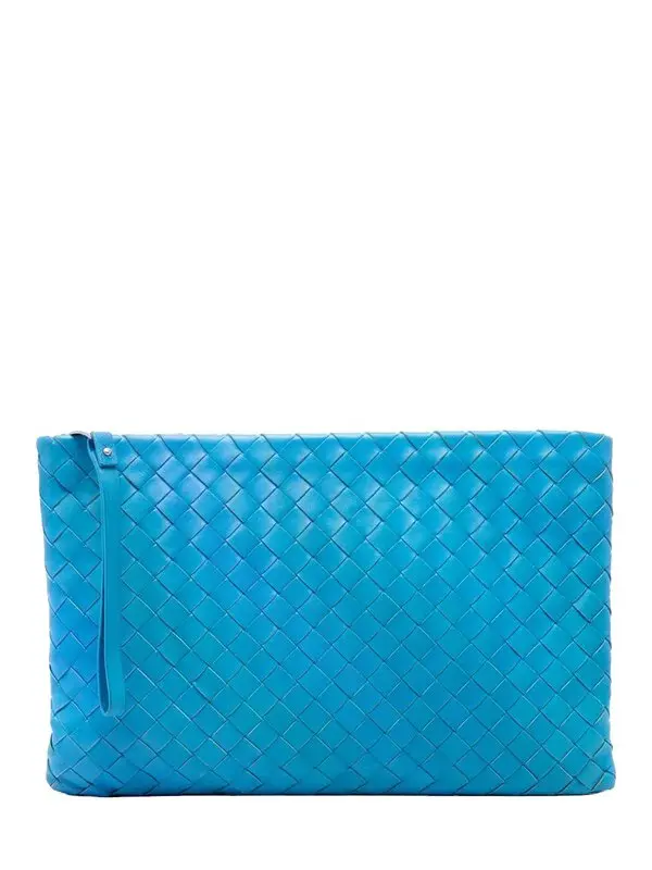 Bottega Veneta 2012-2026 Nappa Intrecciato Wristlet Clutch Bag - Blue