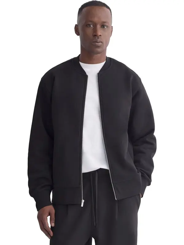 Everlane Luxe Fleece Zip Crew Cardigan - Black