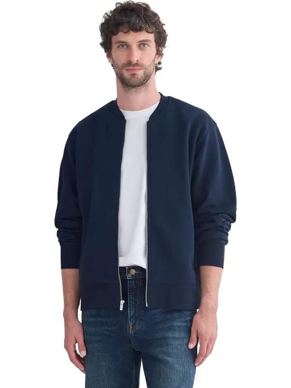 Everlane Luxe Fleece Zip Crew Cardigan - Deep Navy