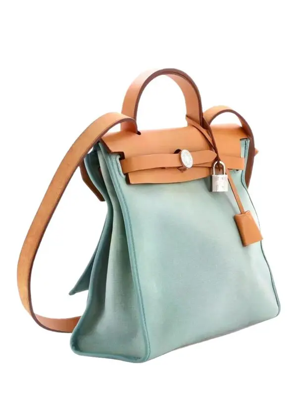 Hermès Herbag Zip Leather And Toile 31 Shoulder Bag - Blue