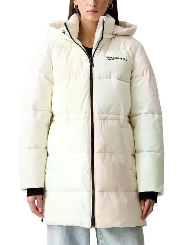Karl Lagerfeld Logo-print Hooded Puffer Coat - Neutrals