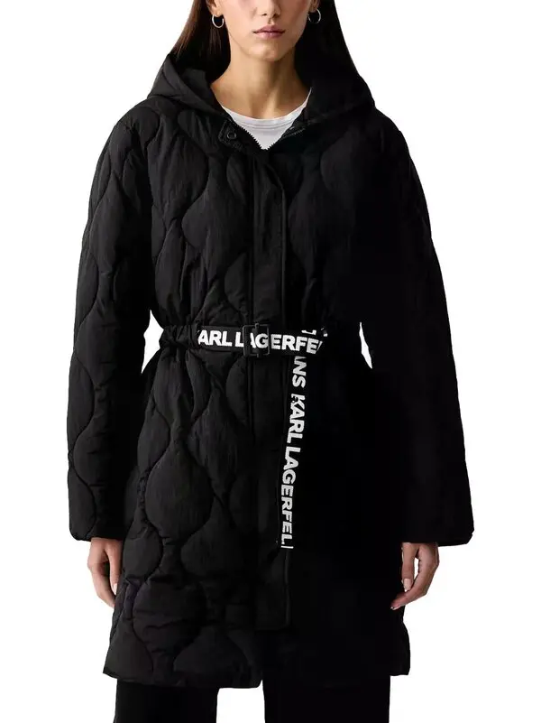 Karl Lagerfeld Quilted Hooded Coat - Black