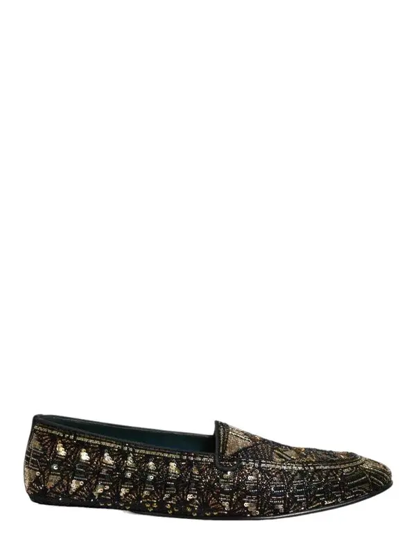 Dolce & Gabbana Sequin-embellished Bead-embellished Loafers - Black
