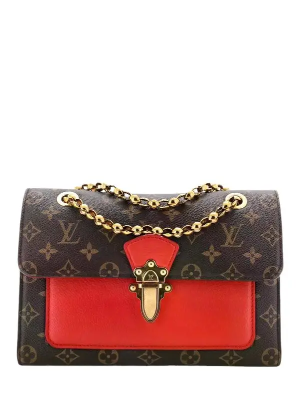 LOUIS VUITTON Victoire Handbag Monogram Canvas And Leather Shoulder Bag - Red