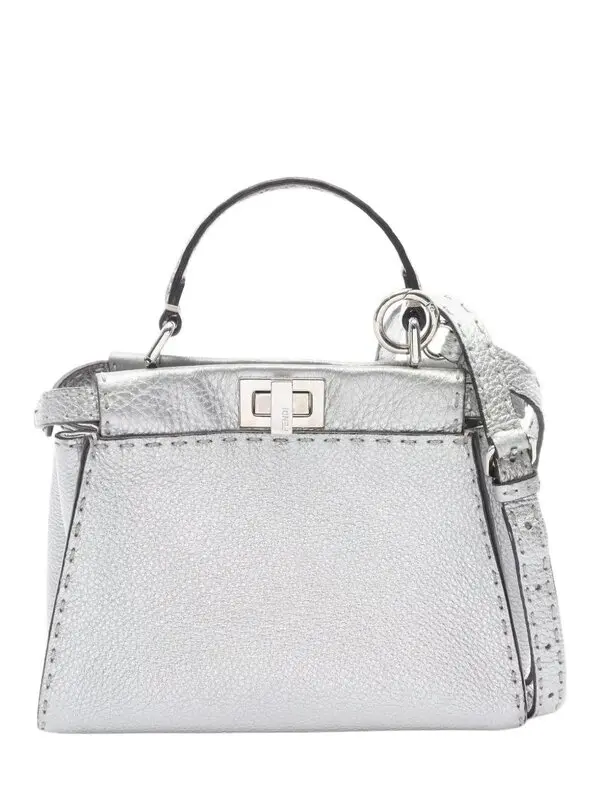 Fendi 2010s Mini Peekaboo Selleria Tote Bag - Silver
