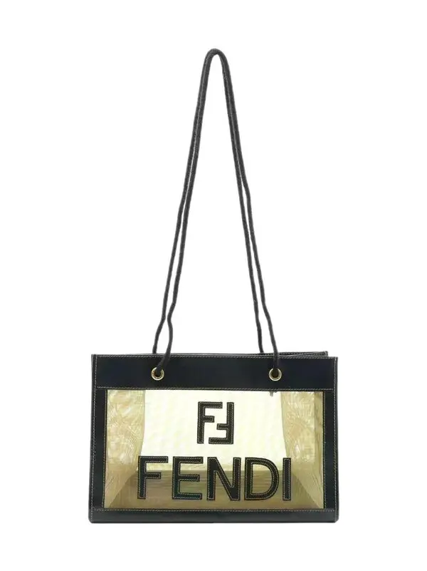 Fendi 2000s Logo Mesh Tote Bag - Black