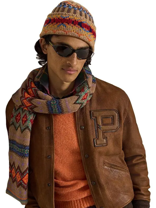 Ralph Lauren Leather Letter Jacket - Saddle