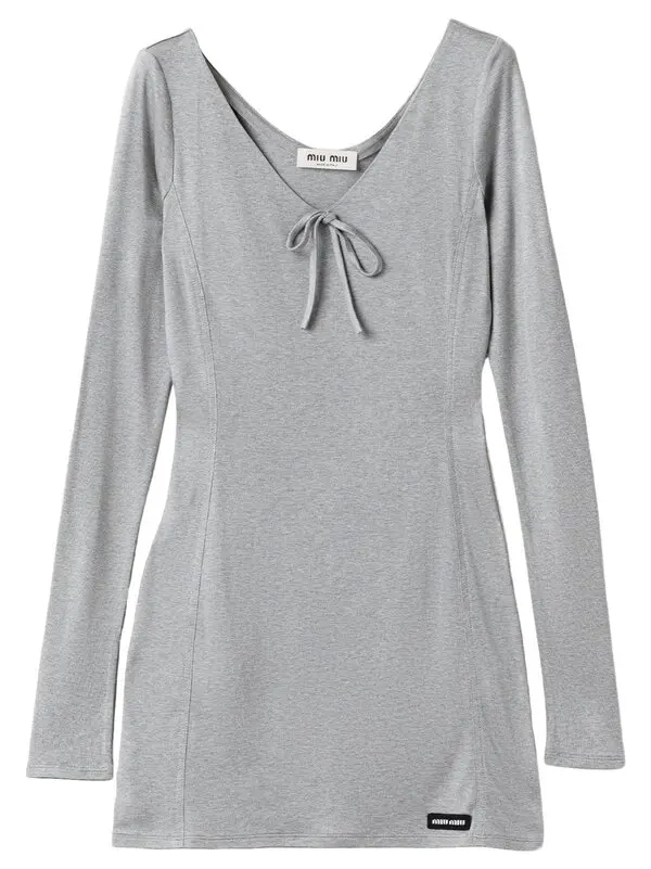 Miu Miu Silk And Jersey Dress - Gray