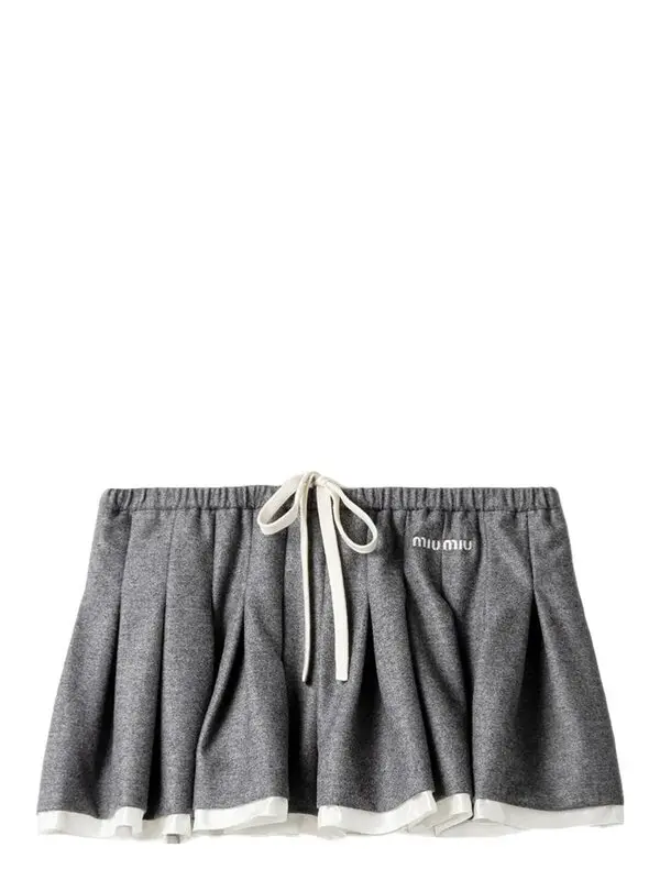 Miu Miu Pleated Flannel Skirt - Gray
