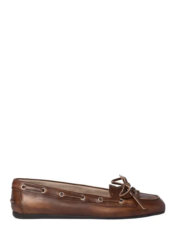Miu Miu Deck Leather Loafers - Ochre