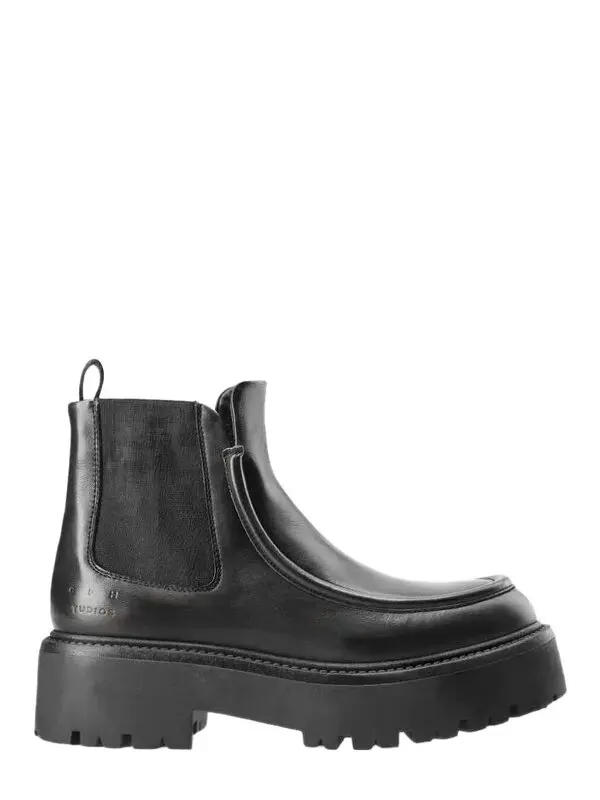 COPENHAGEN  Leather Chunky-sole Ankle-high Chelsea Boots - Black