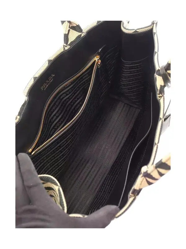 Prada 2010s Large Symbole Canvas Tote Bag - Black
