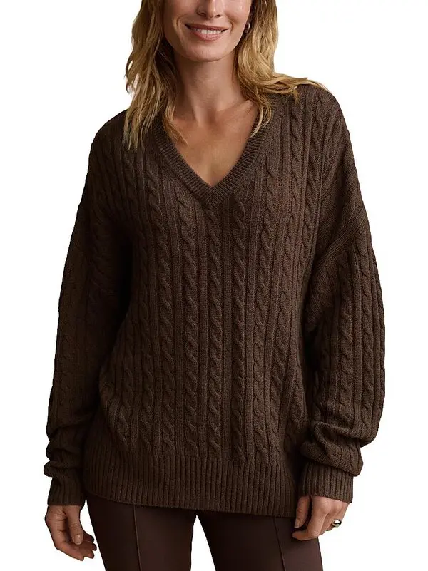 Jenni Kayne Nell Wool & Cashmere Cable Knit Sweater - Bronze