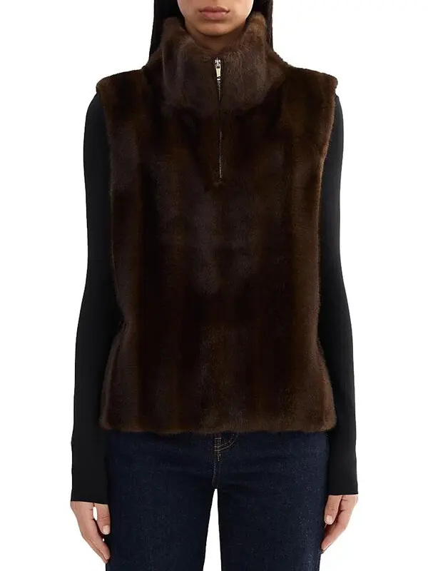 LAMARQUE Chaya Faux Fur Vest - Brown
