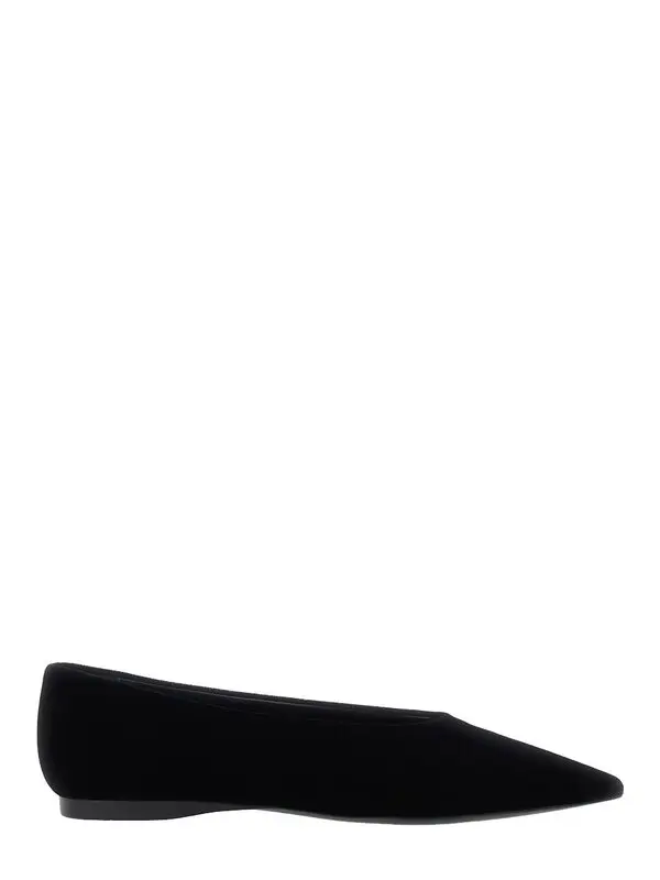 Emporio Armani Pointed-toe Mini Ballet Flats In Eco Suede For - Black