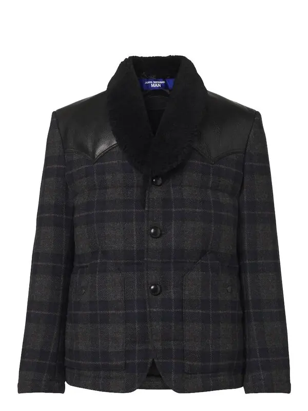 Junya Watanabe Leather-trimmed Wool Tweed Down Jacket - Multicoloured