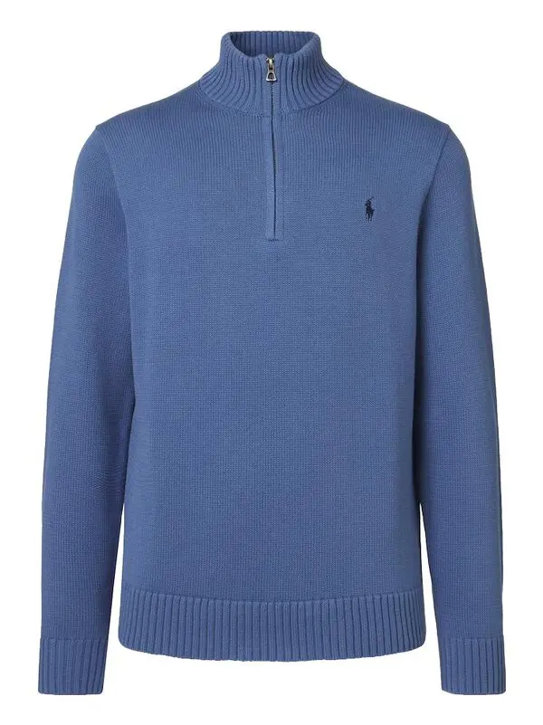 Polo Ralph Lauren Pony Cotton Half-zip Sweater - Blue Borage Heather
