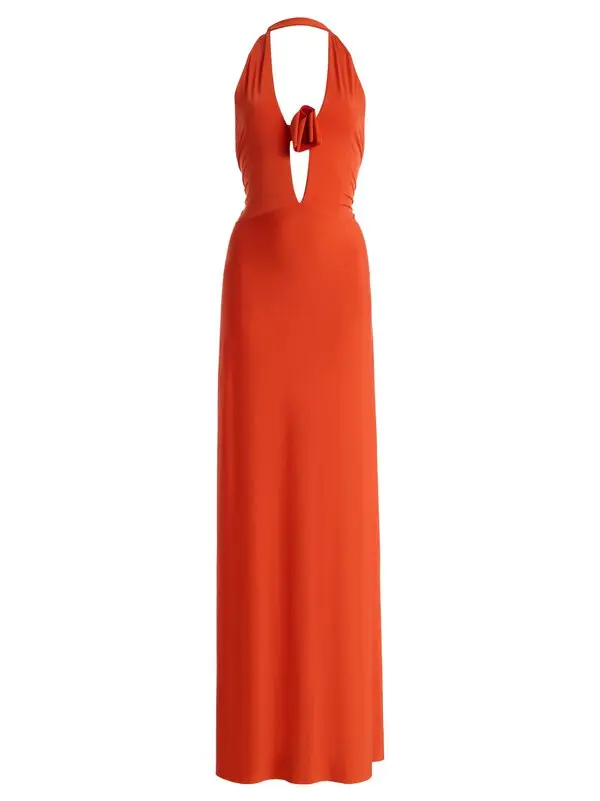 MAYGEL CORONEL Lune Jersey Maxi Halter Dress - Orange