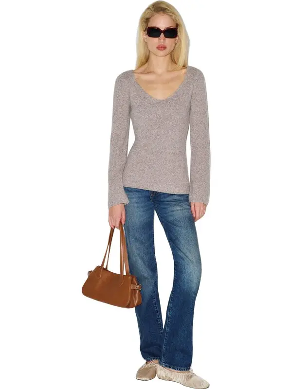 REFORMATION Nicoletta Regenerative Wool Scoop Neck Sweater - Grey