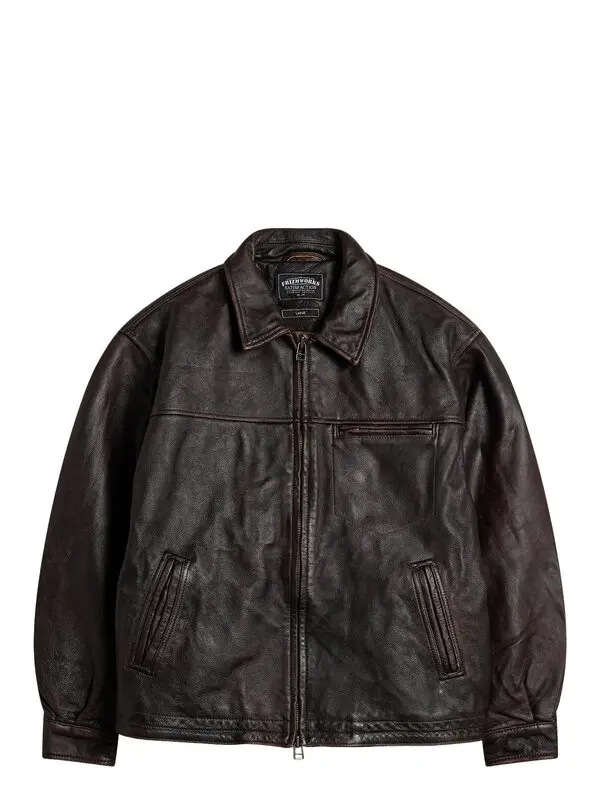 FRIZMWORKS Destroyed Cowhide Leather Jacket - Washed Brown