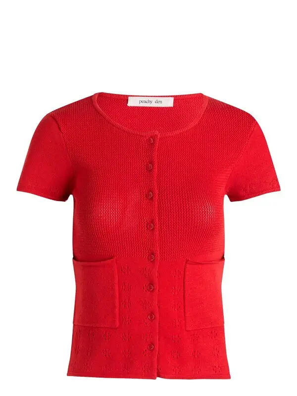 PEACHY DEN Marie Knit Polo Top - Jam