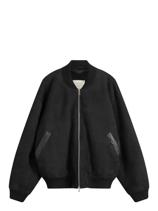 Studio Nicholson Shearling Leather Bomber Jacket - Black