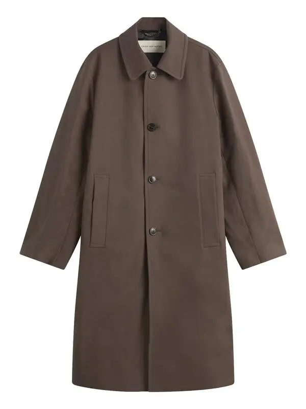 Dries Van Noten Water Repellent Double Faced Cotton Coat Jacket - Mud