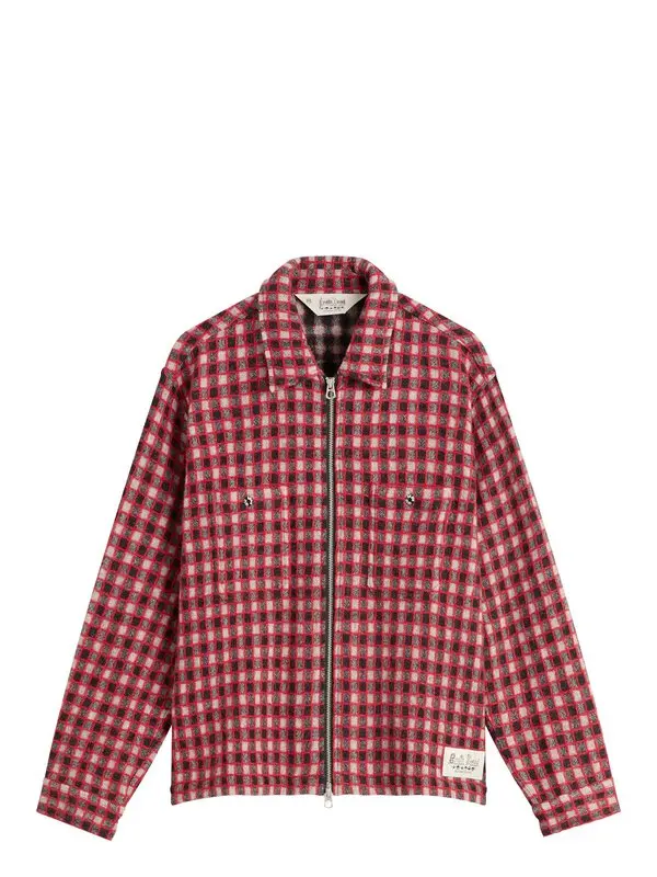 BRAIN DEAD Check Mate Flannel Zip Shirt - Black Multi