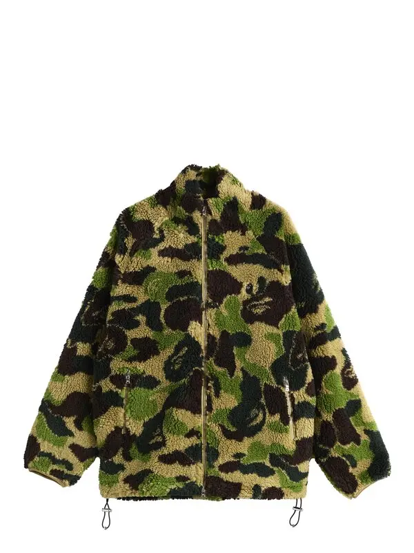 A BATHING APE Abc Camo One Point Boa Fleece Jacket - Green
