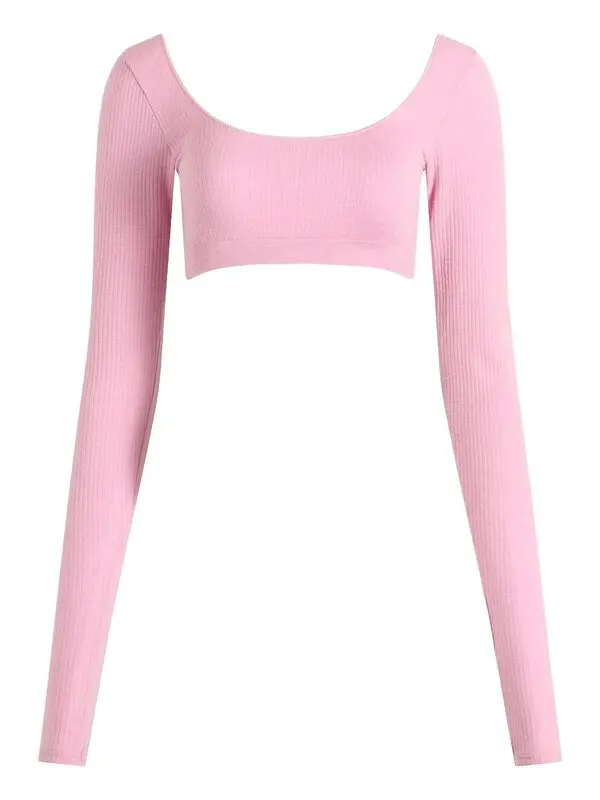 SKIMS Seamless Sheer Wool Long Sleeve Crop Top - Halite