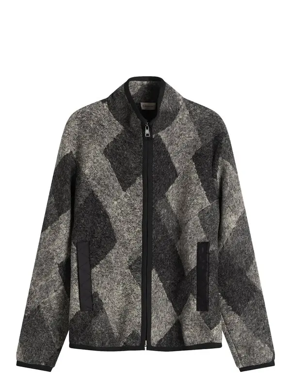 Moncler Zip Up Wool Jacquard Jacket - Grey