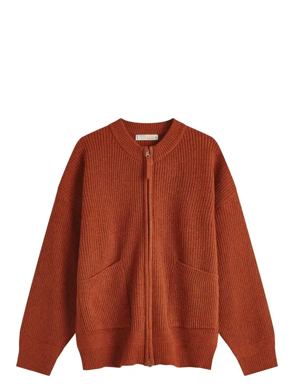 FRIZMWORKS Wool Deck Zip Up Cardigan - Brick