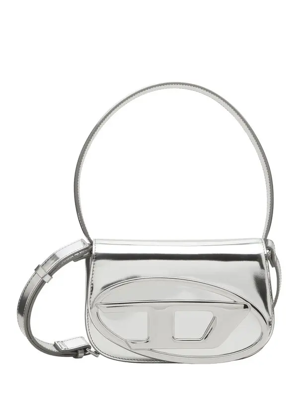 DIESEL® 1dr Logo Mirror Leather Handbag - Silver