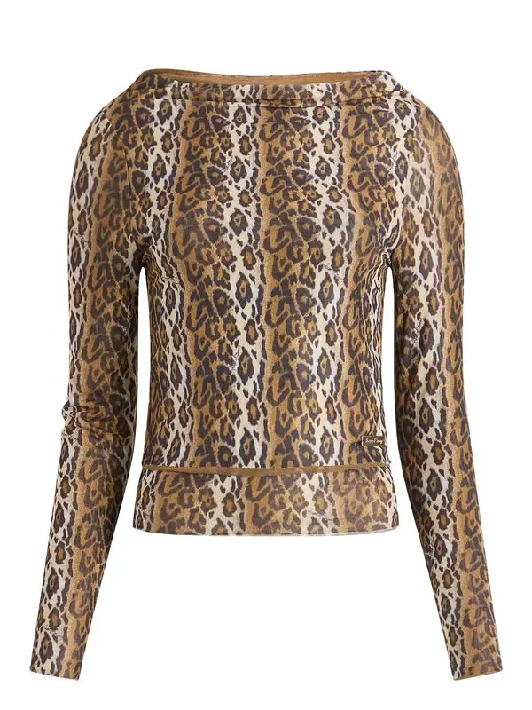 HOUSE OF SUNNY Leopard Multi Layered Long Sleeve Top | Polyester/elastane/mesh | End Clothing - Multicolor