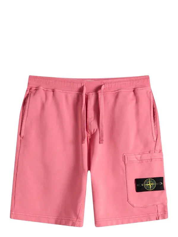 Stone Island Organic Cotton Fleece Shorts - Geranium