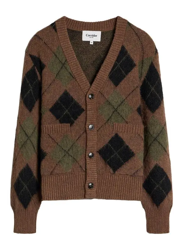 CORRIDOR Argyle Cardigan - Brown