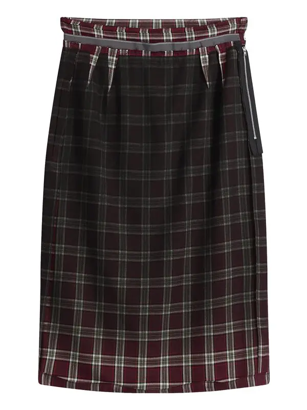 MAISON MARGIELA Check Midi Skirt - Cobalt/black