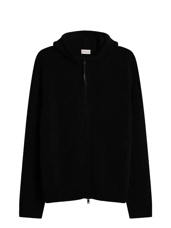 Moncler Boucle Knitted Hoodie - Black