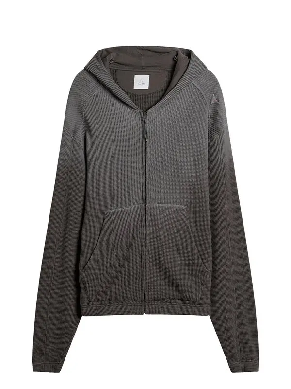 ROA Bee Sun Faded Organic Waffle Zip Hoodie - Graphite
