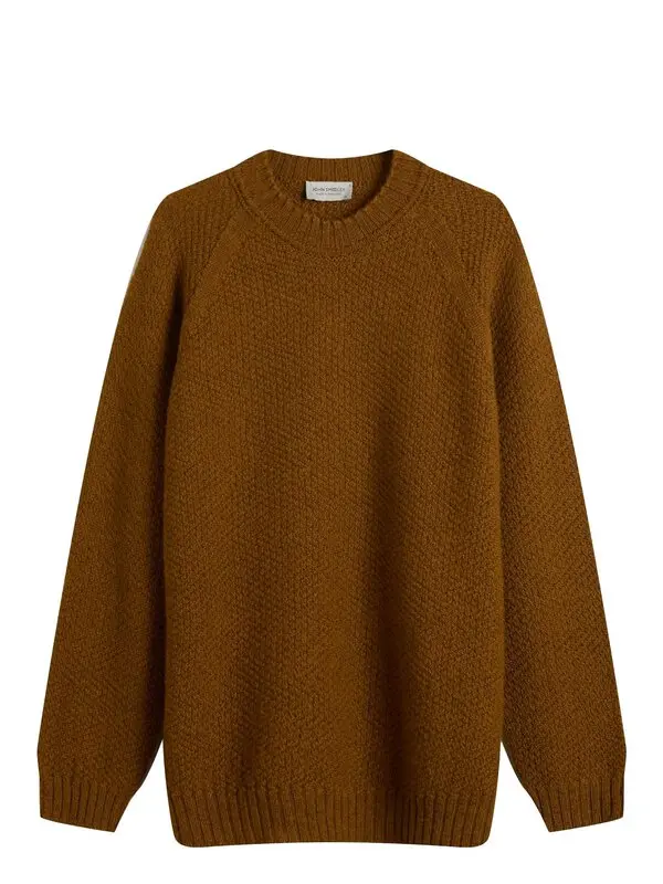 John Smedley Couper Moss Stitch British Wool Jumper - Umber