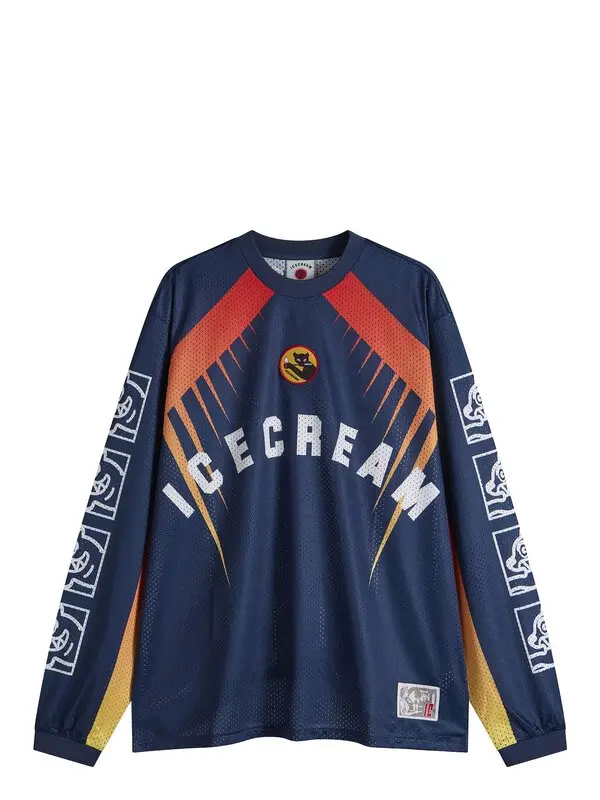 ICECREAM Moto Racer Ls Mesh Shirt - Navy