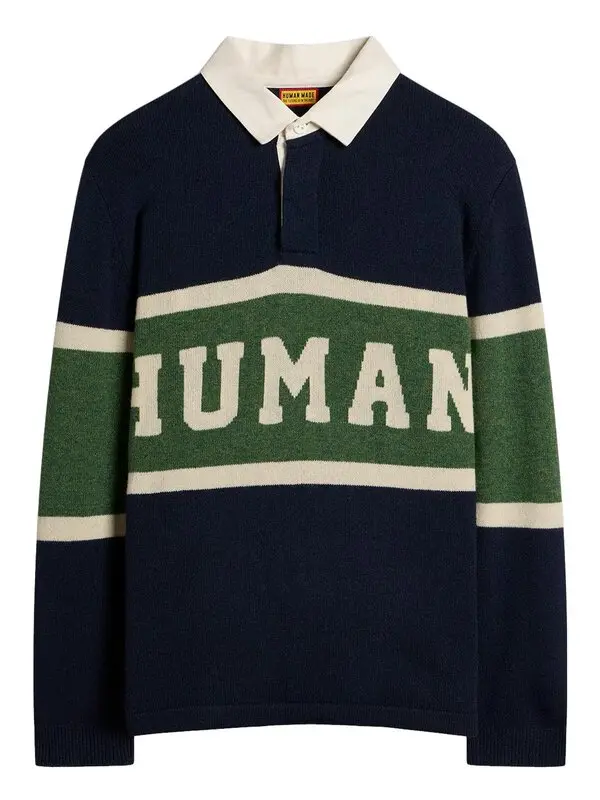 HUMAN MADE Knit Rugby Shirt - Navy