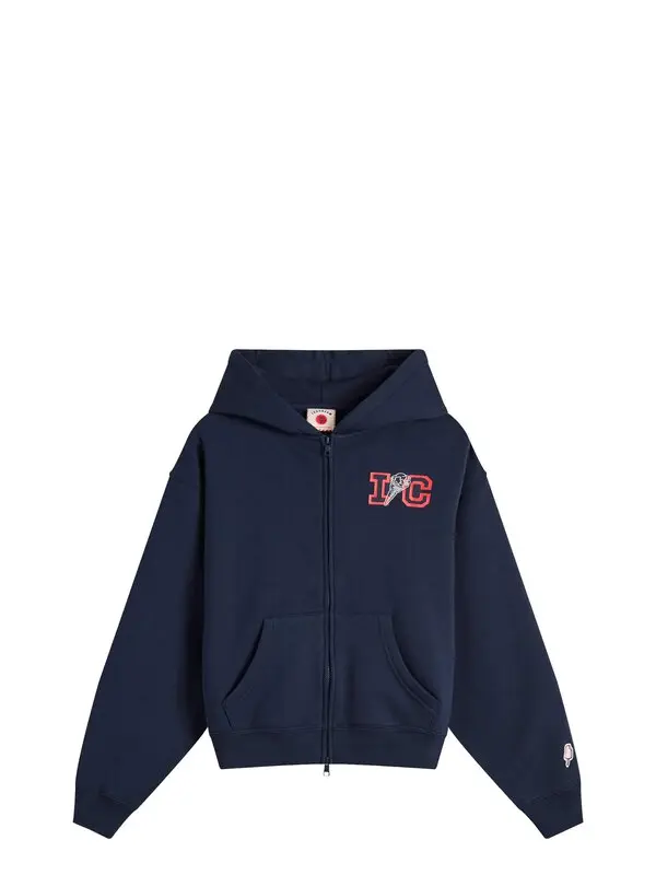 ICECREAM Cone Cropped Zip Through Hoodie - Navy