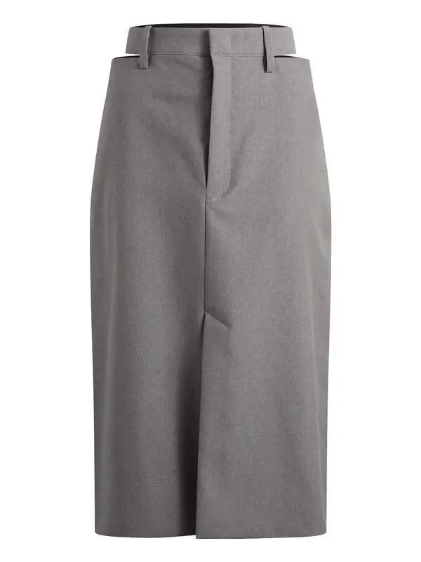 JIL SANDER High Waist Skirt With Slashed Side Waistband - Grey